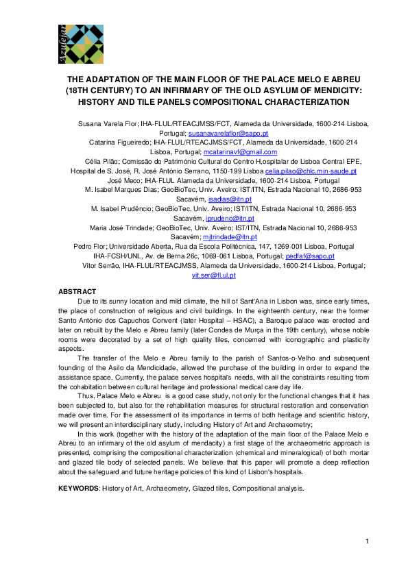 (PDF) THE ADAPTATION OF THE MAIN FLOOR OF THE PALACE MELO E ABREU (18TH CENTURY) TO AN INFIRMARY ...