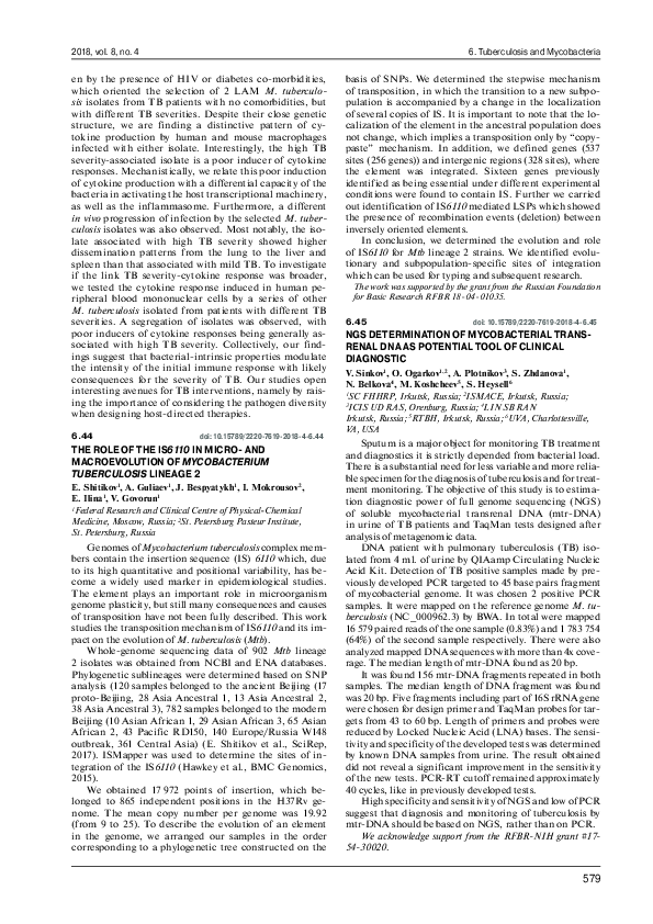 (PDF) The Role of the IS6110 in Micro- and Macroevolution of ...