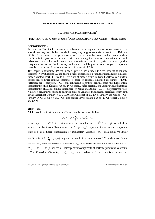 (PDF) Heteroskedastic random coefficient models