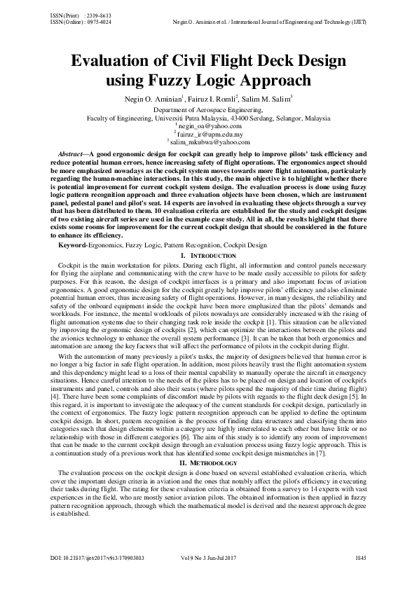 (PDF) Evaluation of Civil Flight Deck Design using Fuzzy Logic Approach