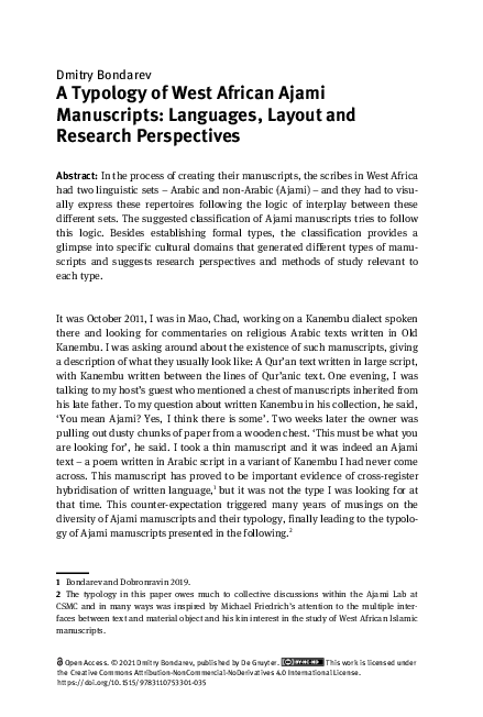 (PDF) A Typology of West African Ajami Manuscripts: Languages, Layout ...