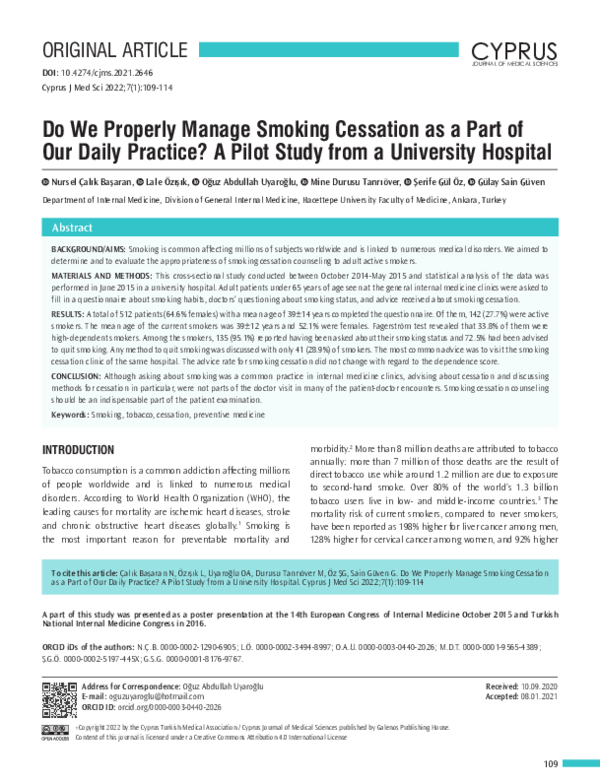 (PDF) Do We Properly Manage Smoking Cessation as a Part of Our Daily ...