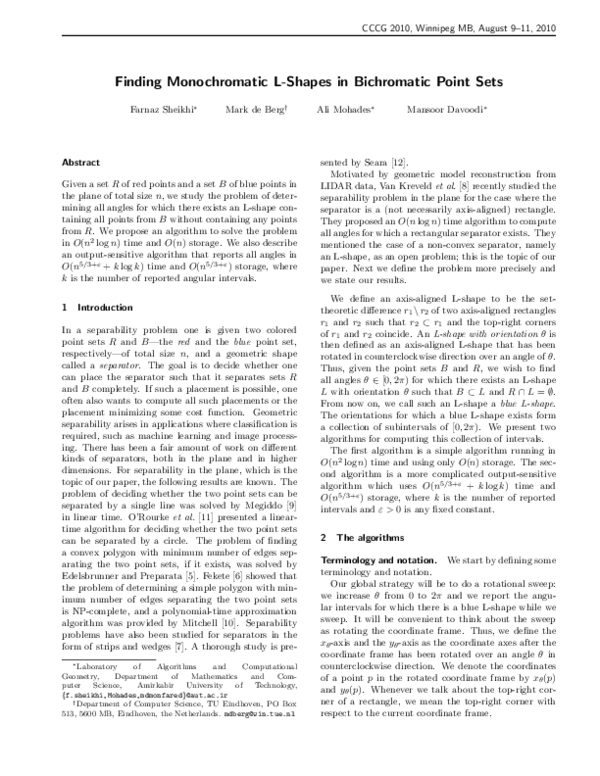 (PDF) Finding Monochromatic L-Shapes in Bichromatic Point Sets ...