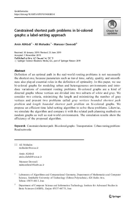 Pdf Constrained Shortest Path Problems In Bi Colored Graphs A Label Setting Approach 5902