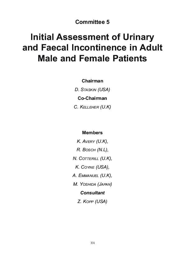 (PDF) Initial assessment of urinary and faecal incontinence in adult ...
