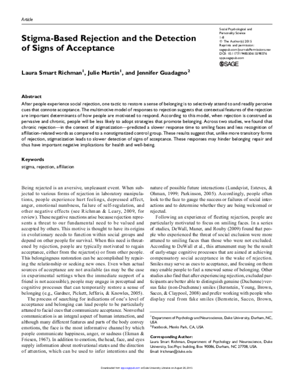 (PDF) Stigmatization Slows Acceptance Detection