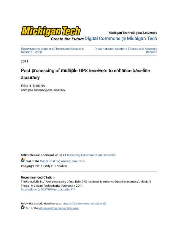 (PDF) Enhancing GPS Baseline Accuracy via Post-Processing