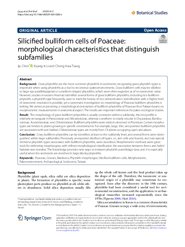 (PDF) Silicified bulliform cells of Poaceae: morphological ...