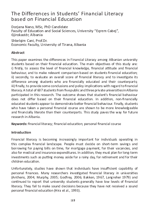 (PDF) The Differences in Students’ Financial Literacy based on ...