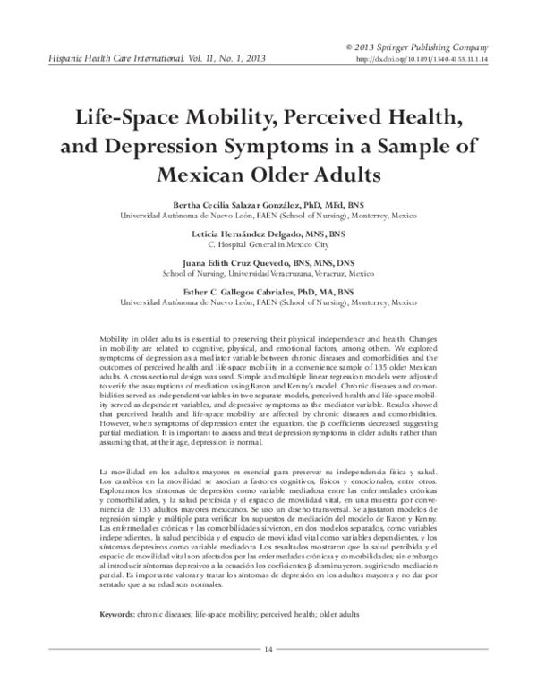 (PDF) Life-Space Mobility, Perceived Health, and Depression Symptoms in ...