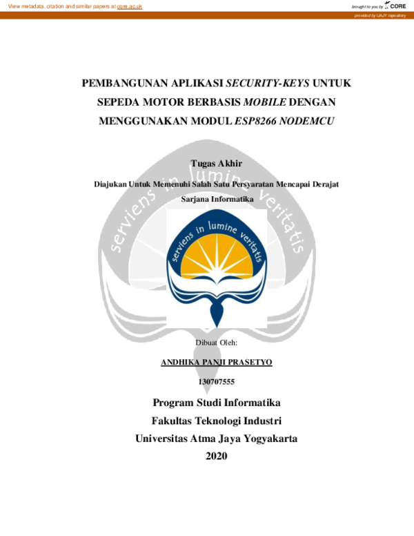 Pdf Pembangunan Aplikasi Security Keys Untuk Sepeda Motor Berbasis Mobile Dengan Menggunakan