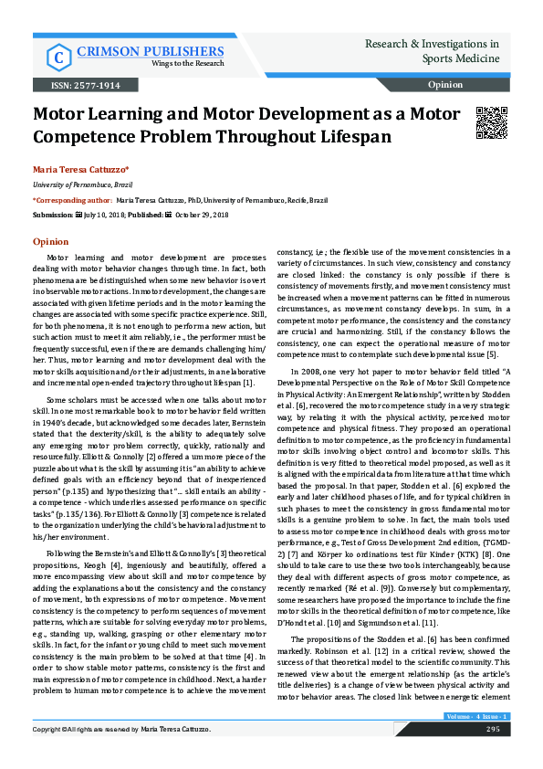 (PDF) Motor Learning and Motor Development as a Motor Competence ...