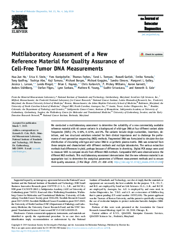 (PDF) Multi-Laboratory Assessment of a New Reference Material for ...