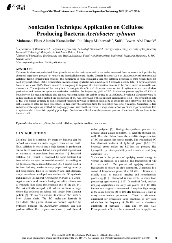 (PDF) Sonication Technique Application on Cellulose Producing Bacteria ...