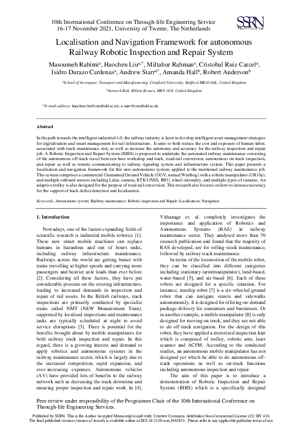 Pdf Localisation And Navigation Framework For Autonomous Railway