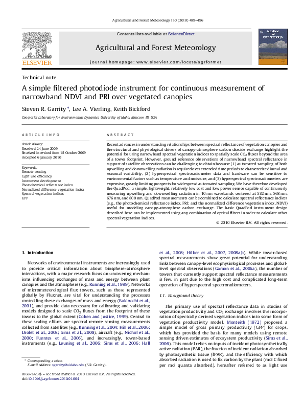 (PDF) A simple filtered photodiode instrument for continuous ...