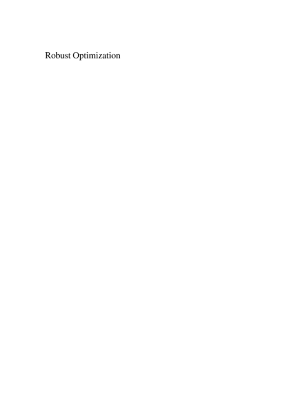 (PDF) Robust Optimization