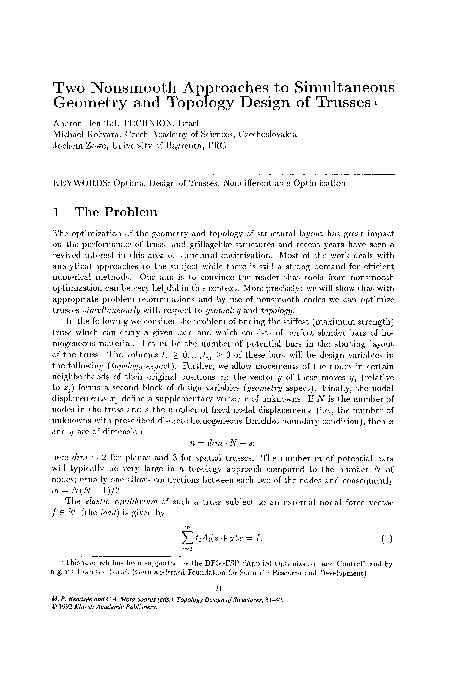 (PDF) Two Nonsmooth Approaches to Simultaneous Geometry and Topology Design of Trusses