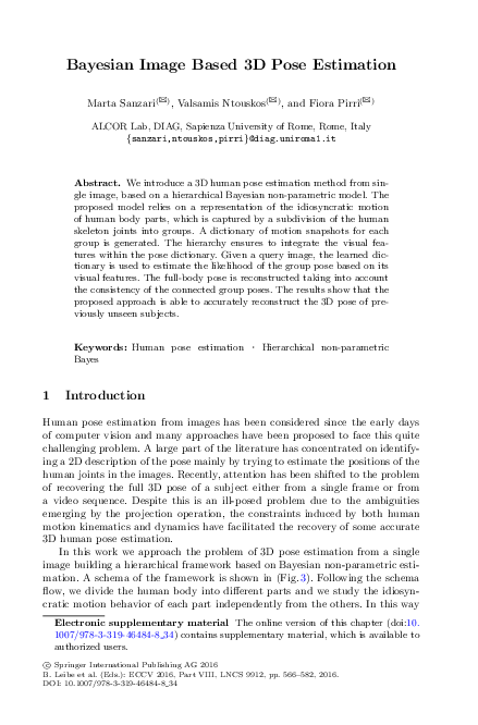 Pdf Bayesian Image Based 3d Pose Estimation