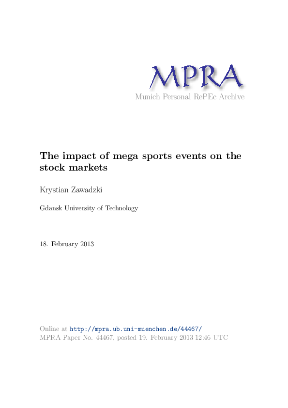 (PDF) The impact of mega sports events on the stock markets