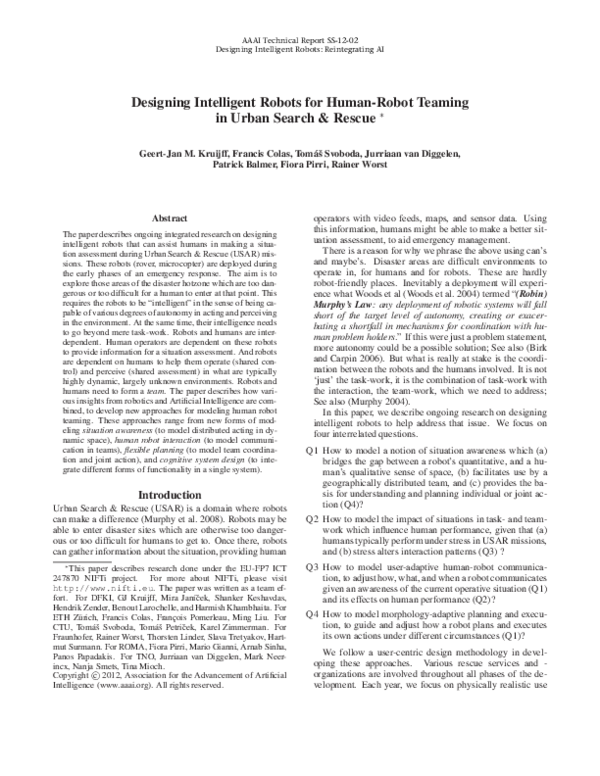 (PDF) Designing Intelligent Robots for Human-Robot Teaming in Urban ...