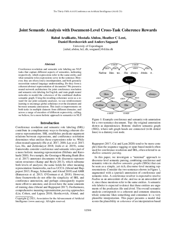 (PDF) Joint Semantic Analysis with Document-Level Cross-Task Coherence Rewards