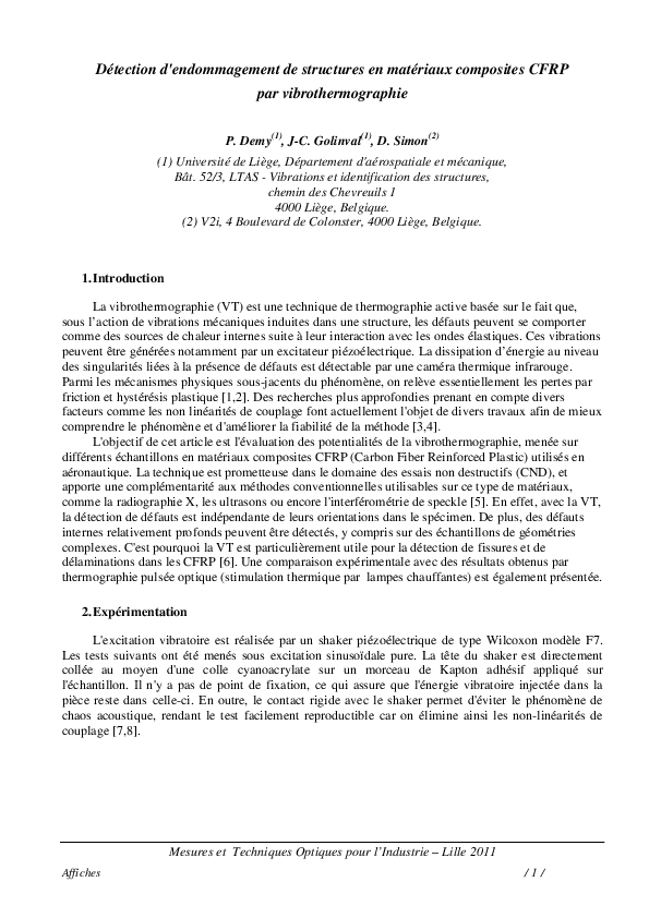 (PDF) Détection d'endommagement de structures en matériaux composites ...