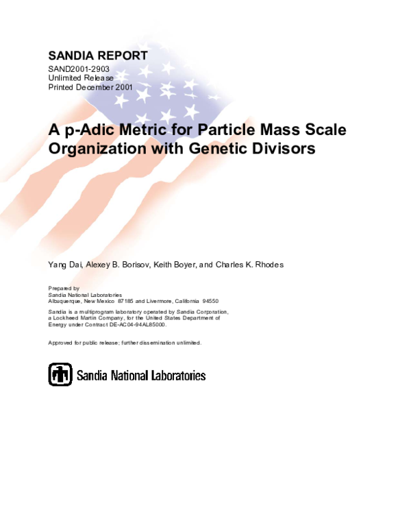 (PDF) A p-Adic Metric for Particle Mass Scale Organization with Genetic ...