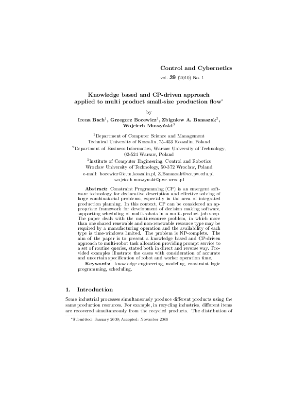 (PDF) Knowledge based and CP-driven approach
