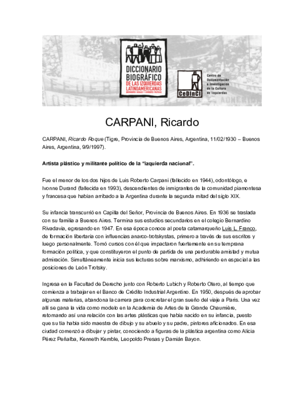 (PDF) Entrada biográfica de Ricardo Carpani