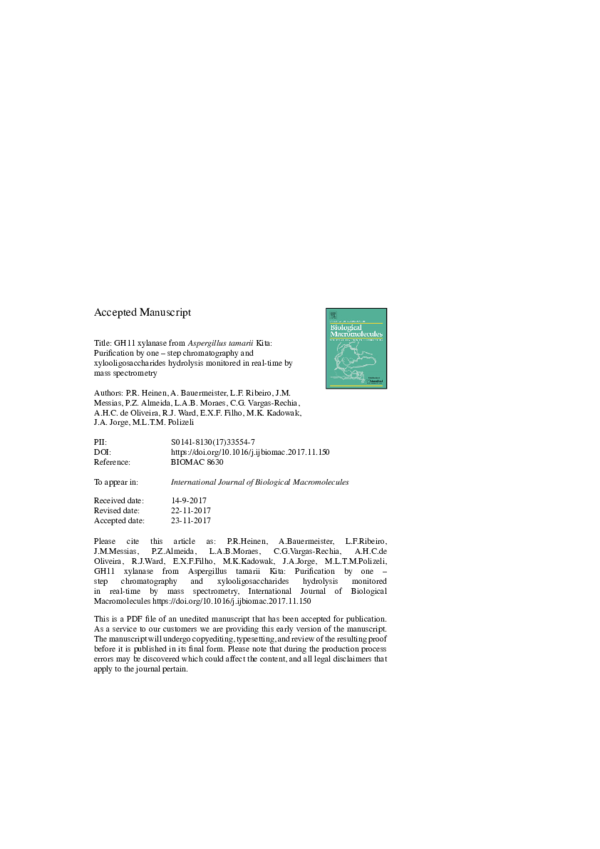 (PDF) Purification and Activity of GH11 Xylanase