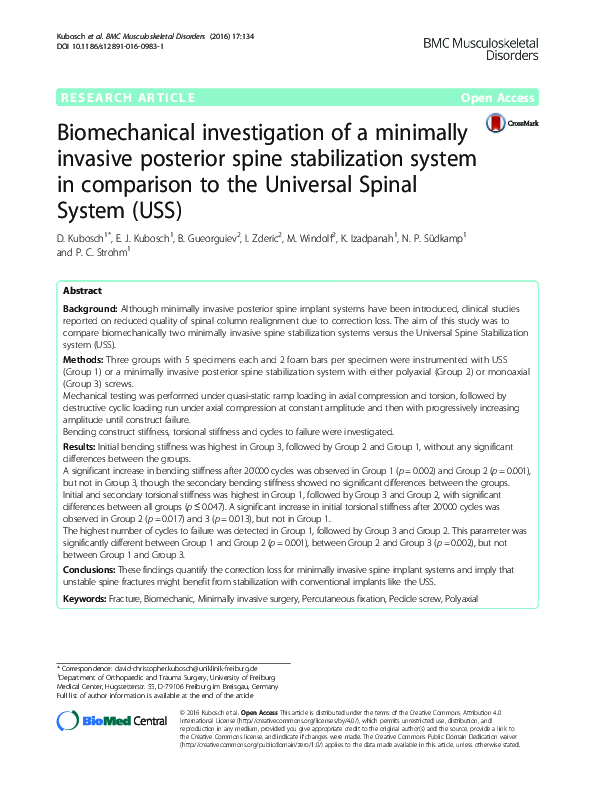 (PDF) Biomechanical investigation of a minimally invasive posterior ...