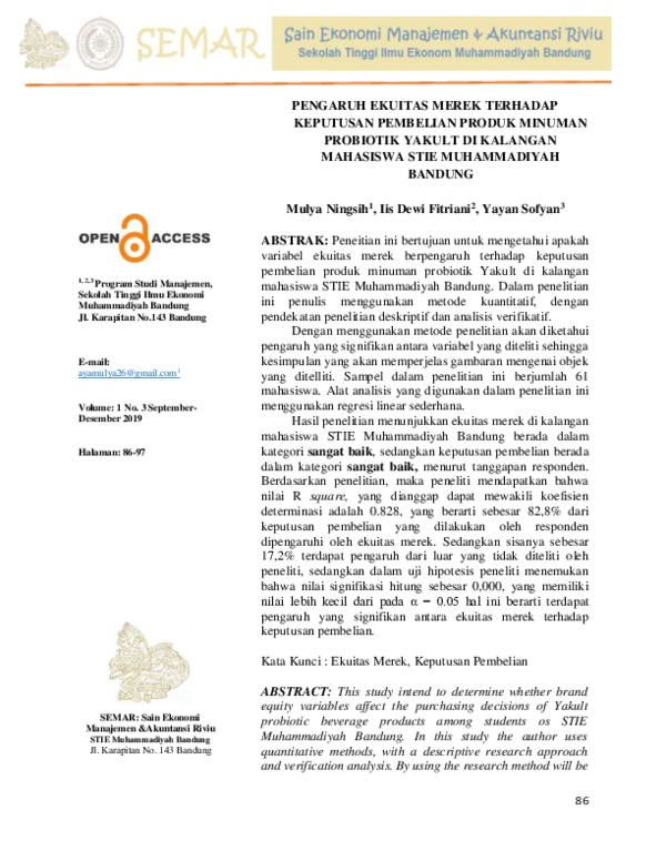 (PDF) Pengaruh Ekuitas Merek Terhadap Keputusan Pembelian Produk ...