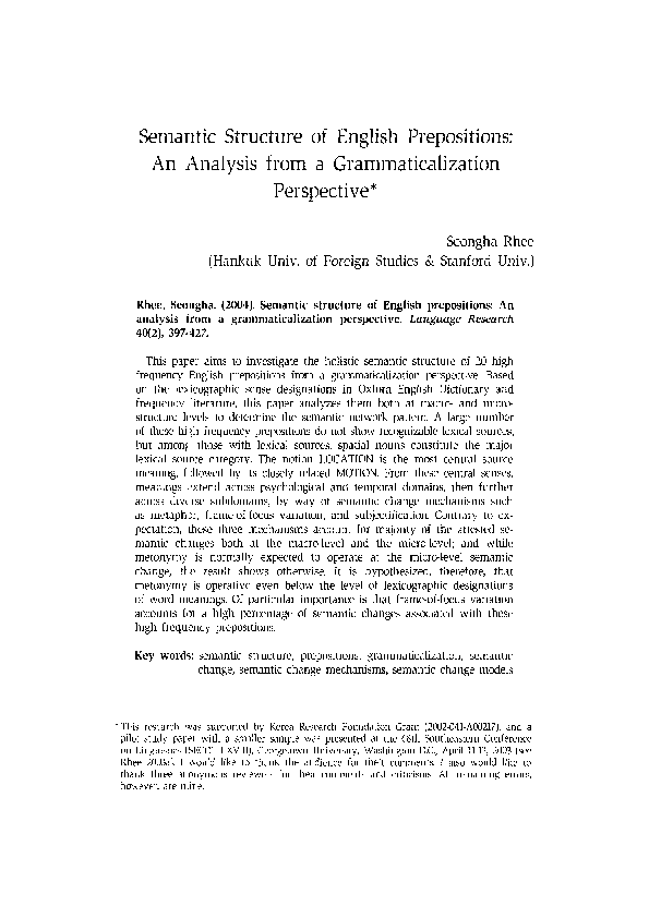 (PDF) Semantic Structure of English Prepositions