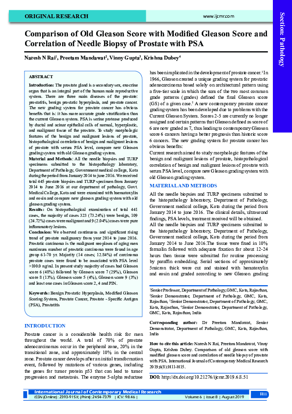 (PDF) Comparison of Old Gleason Score with Modified Gleason Score and ...