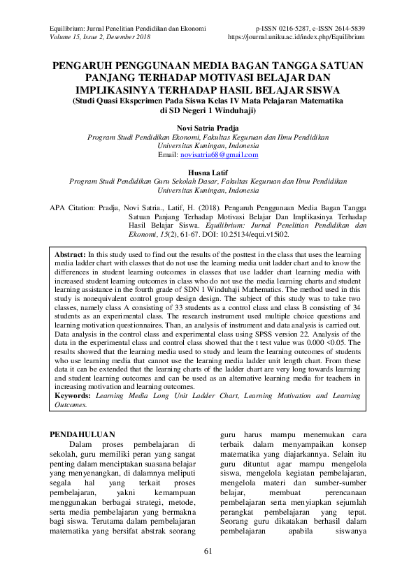 (PDF) PENGARUH PENGGUNAAN MEDIA BAGAN TANGGA SATUAN PANJANG TERHADAP MOTIVASI BELAJAR DAN ...