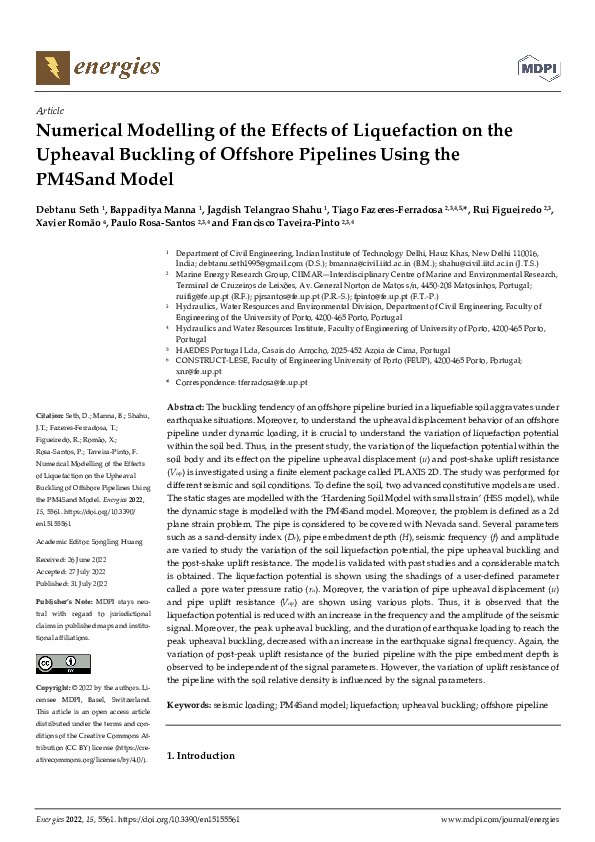 (PDF) Numerical Modelling of the Effects of Liquefaction on the Upheaval Buckling of Offshore ...