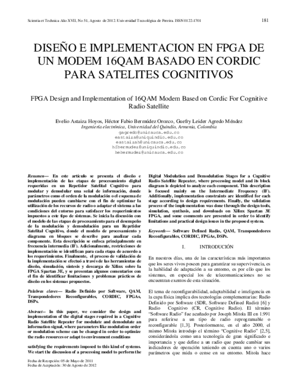 (PDF) Diseño e Implementacion en Fpga De Un Modem 16QAM Basado en ...