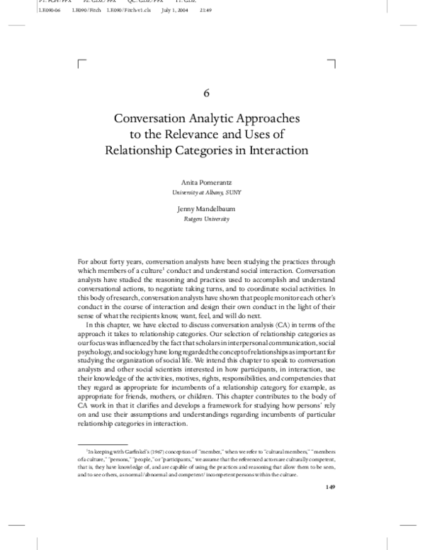 (PDF) 6 Conversation Analytic Approaches to the Relevance and Uses of ...