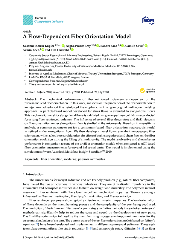(PDF) A Flow-Dependent Fiber Orientation Model (PDF) A Flow-Dependent Fiber Orientation Model
