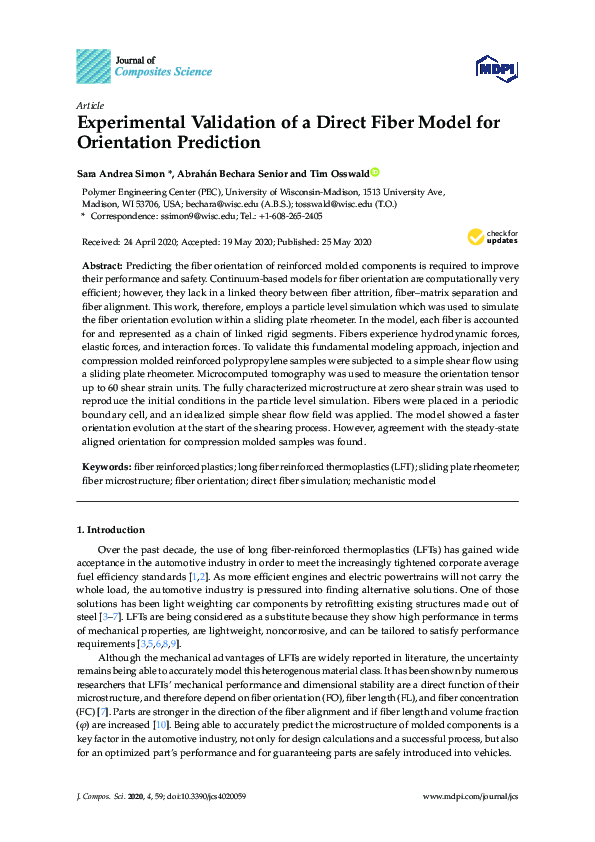 (PDF) Experimental Validation of a Direct Fiber Model for Orientation ...