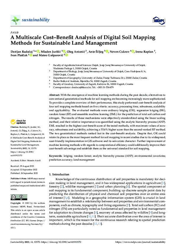 (PDF) A Multiscale Cost–Benefit Analysis of Digital Soil Mapping Methods for Sustainable Land ...