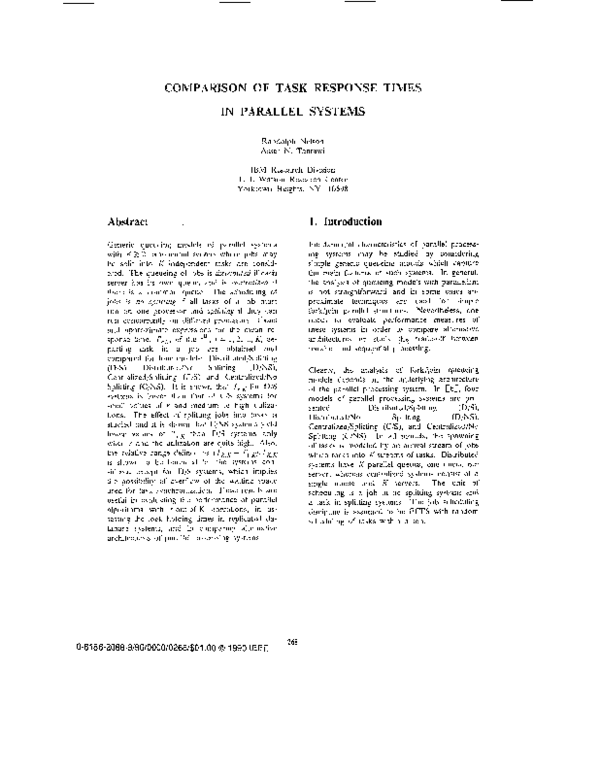 (PDF) Comparison of task response times in parallel systems