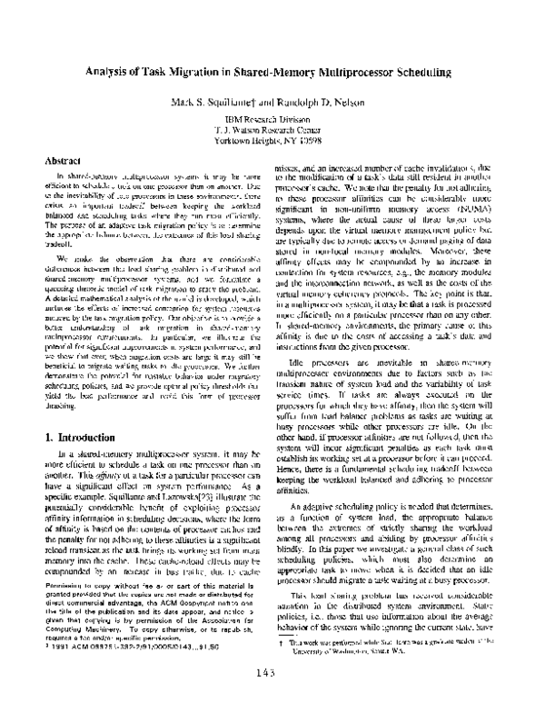 Pdf Analysis Of Task Migration In Shared Memory Multiprocessor Scheduling Randolph Nelson