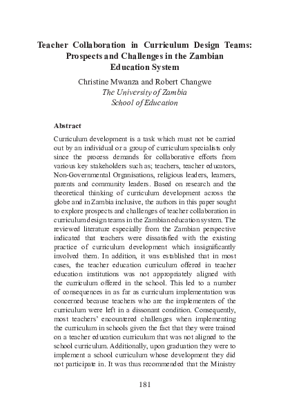 (PDF) Teacher Collaboration in Curriculum Design Teams: Prospects and ...