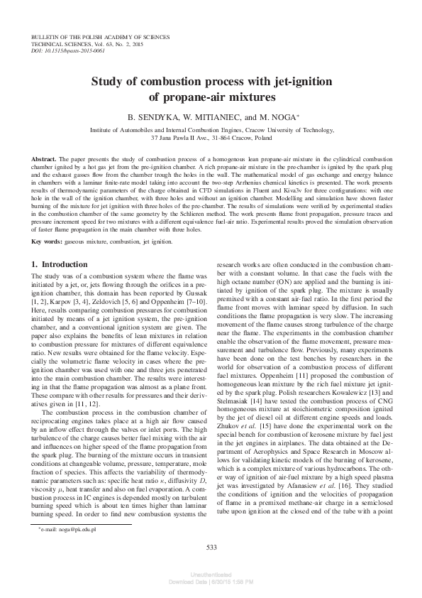 (PDF) Study of combustion process with jet-ignition of propane-air mixtures
