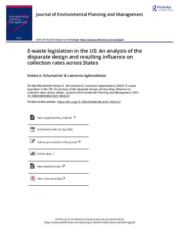(PDF) E-waste legislation in the US: An analysis of the disparate ...