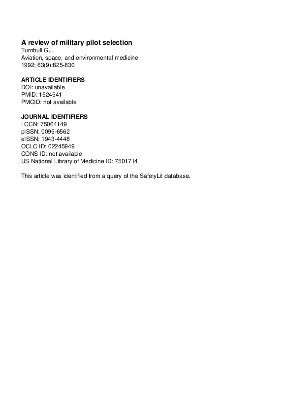 (PDF) A review of military pilot selection