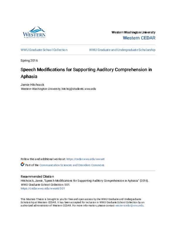 (PDF) Speech Modifications for Supporting Auditory Comprehension in ...