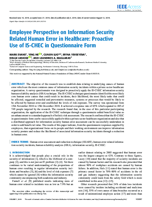 (PDF) Employee Perspective on Information Security Related Human Error ...